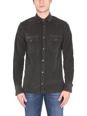 PT TORINO Classic Collar Snap Closure Shirt - Brown