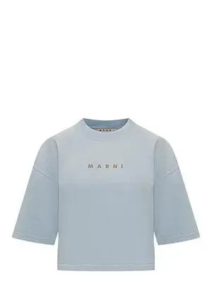Marni MARNI Embroidered Logo T-Shirt Celeste