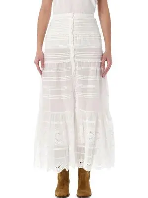 MARANT ETOILE Marant Étoile Organic Cotton & Lace Maxi Skirt - White