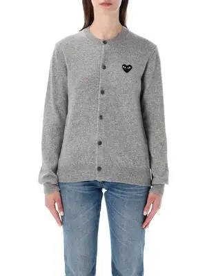 Play Comme Des Garcon Cardigan With Iconic Patch - Grigio