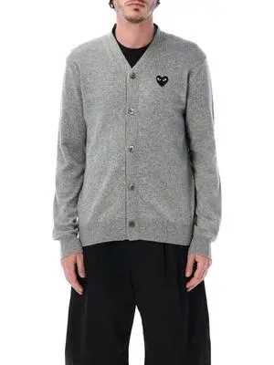 Play Comme Des Garcon COMME DES GARCONS PLAY V-Neck Cardigan With Signature Patch Grigio
