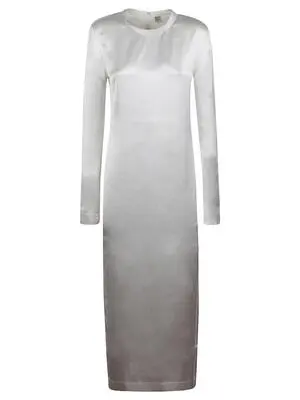 TOTEME Long Satin Crewneck Dress - White