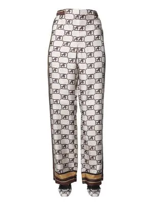 Alberta Ferretti Monogram Print Trousers - Beige