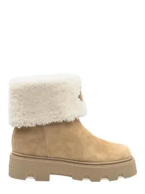 Moncler MONCLER Suede Ankle Boots With Shearling Trim Cammello
