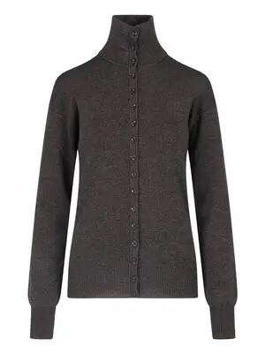 LEMAIRE Lemiare Wool Button-front Turtleneck Cardigan - Black