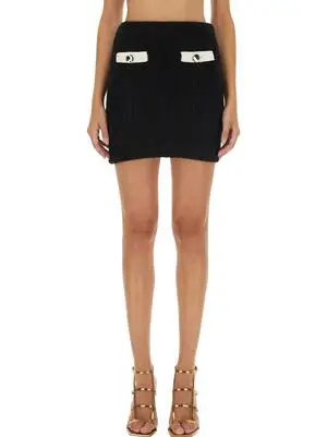 SELF-PORTRAIT SELF-PORTRAIT Cashmere Blend Knit Skirt Black