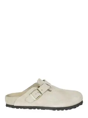 BIRKENSTOCK Suede Clogs With Buckle Detailing - Beige