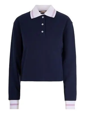 Marni Long Sleeve Cotton Piqué Polo Shirt - Blublack
