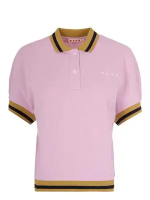 Marni MARNI Short Sleeve Textured Polo Shirt Quartz