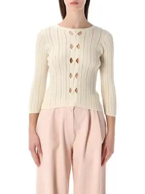 SESSUN SESSUN Reversible Rib-Knit Jumper With 3/4-Length Sleeves And Cut-Out Detailing Fleur De Sal