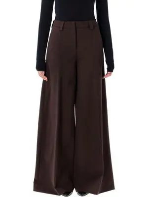 THE LATEST Wide Leg Wool Blend Trousers - Brown