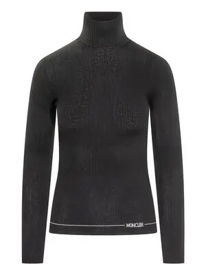 Moncler Ribbed Wool Turtleneck Sweater - Nero