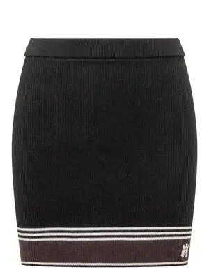 Amiri Ribbed Mini Skirt With Contrast Hem - Black