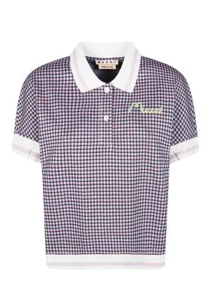Marni Check Embroidery Polo Top - Rosa