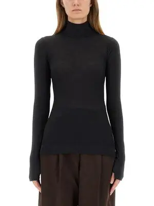 LEMAIRE Lemiare Seamless High Neck Top In Fine Merino Wool - Grey