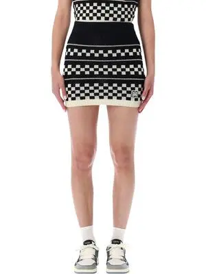 Amiri Checkered Mesh Mini Skirt - Nero