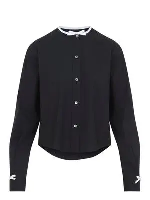 Moschino Cotton Blend Band Collar Shirt - Black