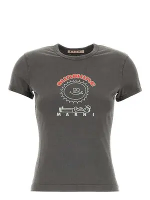 Marni Sunshine" Graphic Print Cotton T-shirt - Grey