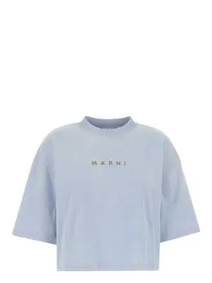 Marni Sunshine" Graphic Print Cotton T-shirt - Light Blue