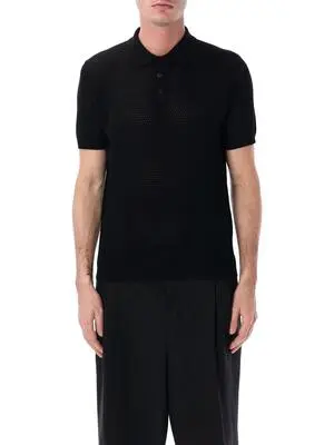 ROBERTO COLLINA Roberto Collina Breathable Cotton Polo Shirt - Regular Fit, Short Sleeves, Size 48 Black
