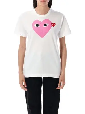 Play Comme Des Garcon Oversized Graphic Cotton T-shirt - Pink