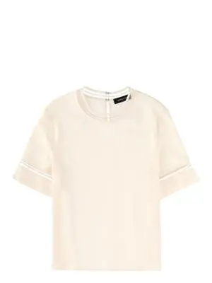 Fabiana Filippi Sheer Trim Crewneck Short Sleeve Top - Ivory