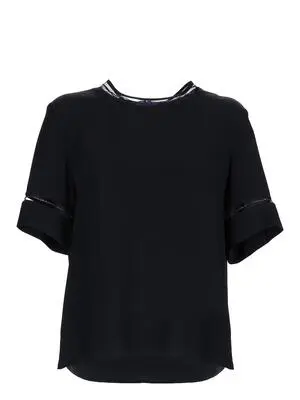 Fabiana Filippi Chain Trim Silk Blend Shirt - Blue
