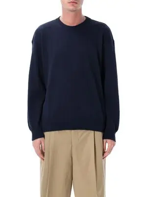 ROBERTO COLLINA Crewneck Sweater With Textured Knit - Blue