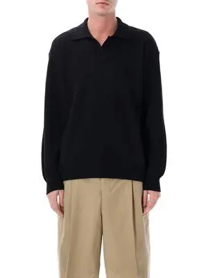 ROBERTO COLLINA Irregular Texture Cotton Polo - Black