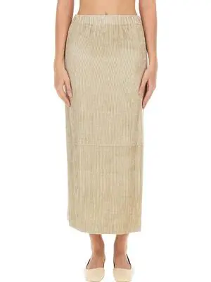 ALYSI Velvet Midi Skirt - Beige
