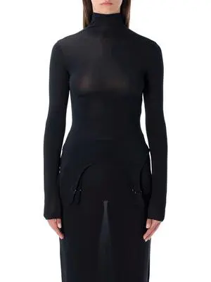 JEAN PAUL GAULTIER Long-sleeve High-neck Body With Lingerie Details - Blue
