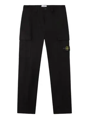 Stone Island Loose Fit Cargo Pants With Vertical Pockets And Drawstring Ankle Adjustment - Black