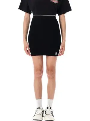 Amiri Rib Knit Mini Skirt With Embroidered Detail - Black