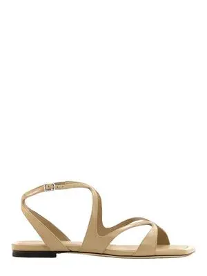 JIMMY CHOO Ayla Flat Nappa Leather Sandals - Chai