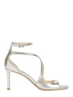 JIMMY CHOO JIMMY CHOO Azia 75 Glitter Leather Sandals Metallic