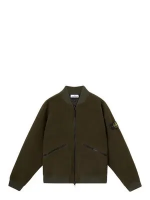 STONE ISLAND STONE ISLAND Ribbed Bomber Jacket With Zip Pockets And Embroidered Logo
