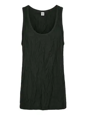 TOTEME TOTEME Wrinkled Cotton Tank Top Dark Green