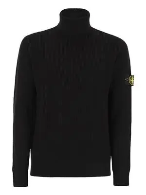 Stone Island Ribbed Turtleneck Pullover - Black