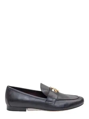 Tory Burch Flat Loafers With Gold Tone Hardware - Perfect Black