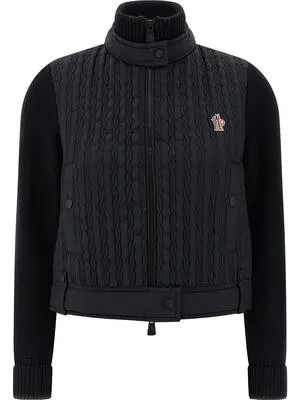 Moncler Quilted Knit Zip-up Jacket - Black