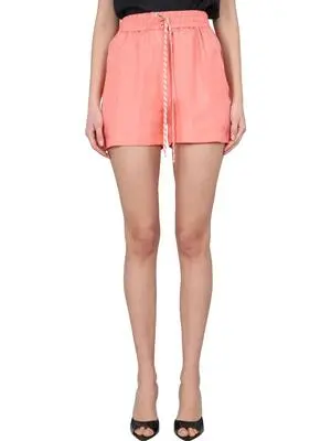 ALYSI Twill Mini Shorts With Elastic Waistband And Drawstring - Red