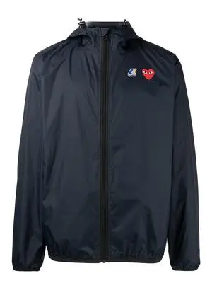 Play Comme Des Garcon Zip-up Hooded Jacket - Navy