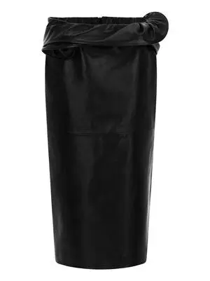 Magda Butrym Asymmetric Leather Midi Skirt - Black