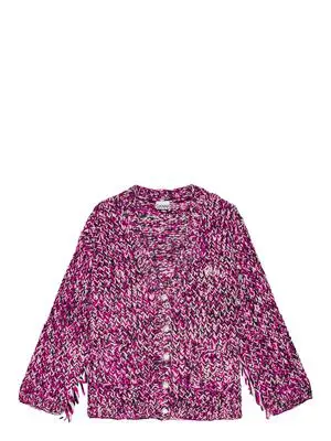 GANNI Oversized V-neck Wool Cardigan - Viola