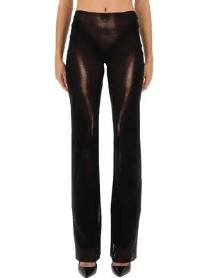 JEAN PAUL GAULTIER Trompe L'oeil Printed Mesh Straight-leg Pants - Brown