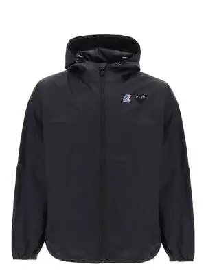 Play Comme Des Garcon Emblem Graphic Zip-up Jacket - Black