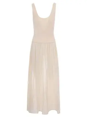 SESSUN Sleeveless Maxi Dress With Knit Bodice And Sheer Skirt - Fleur De Sel