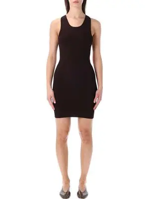 SESSUN Fitted Mini Dress With Open Back And Waist Ties - Ganache Brown