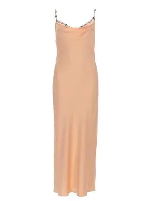 Rabanne Satin Mini Dress With Bow Detail And Chain Straps - Pink