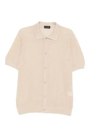 Tagliatore Knit Shirt With Button Closure And Ribbed Cuffs For - Beige